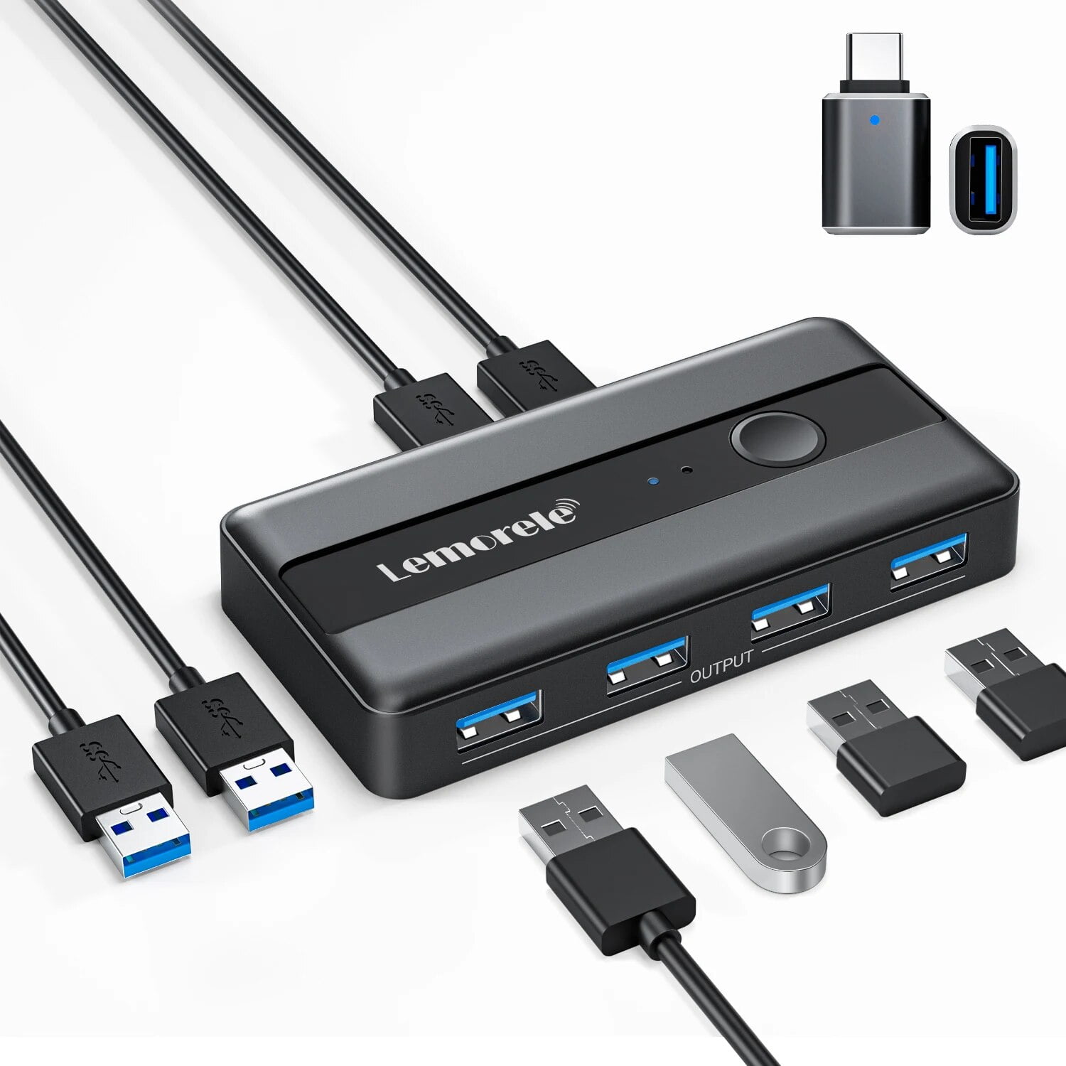 USB KVM Switch Adapter USB 3.0 Switcher 2 Input 4 Output USB Switch KVM ...