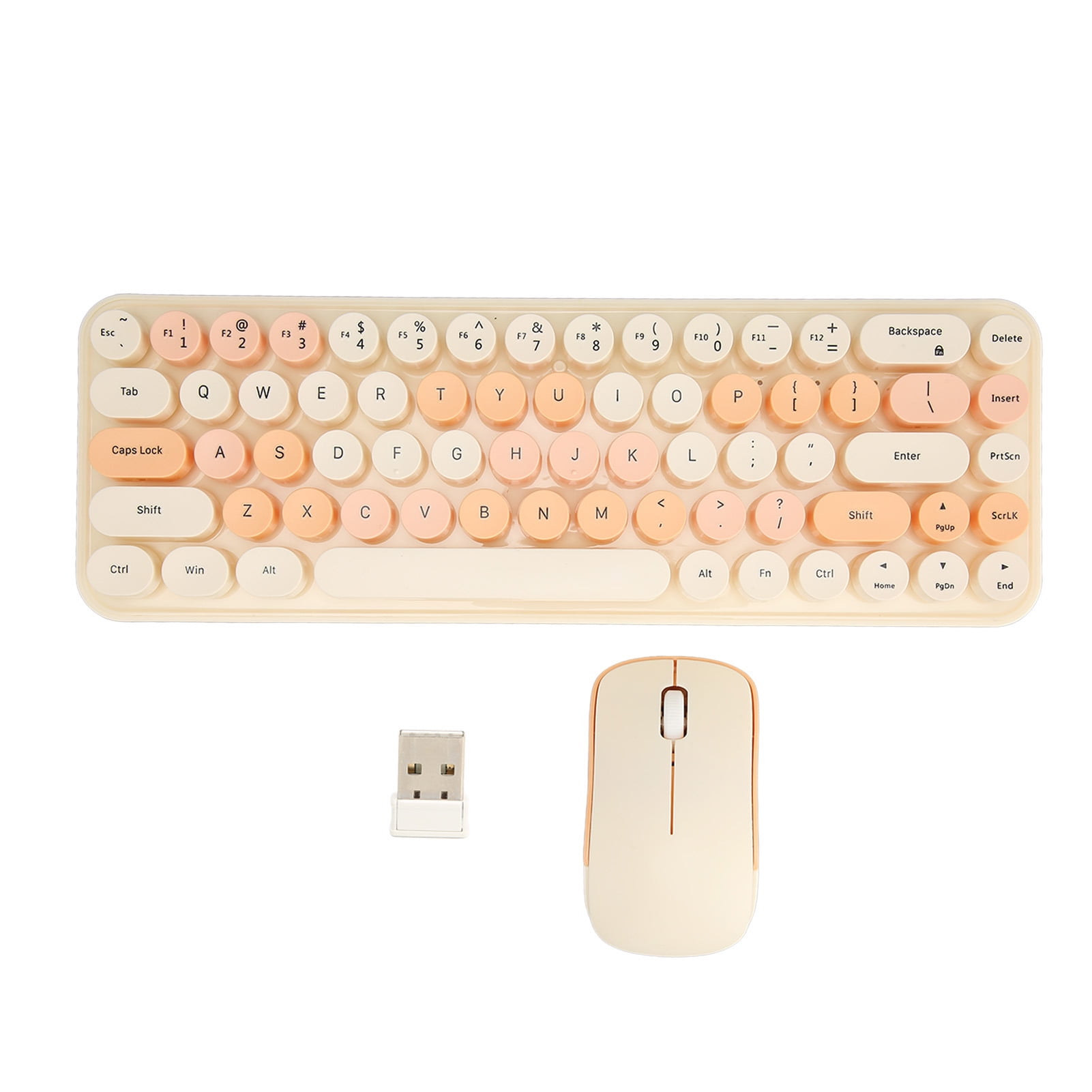 USB Keyboard Mouse 2.4G Wireless 68 Keys Low Consumption Retro Cute ABS ...