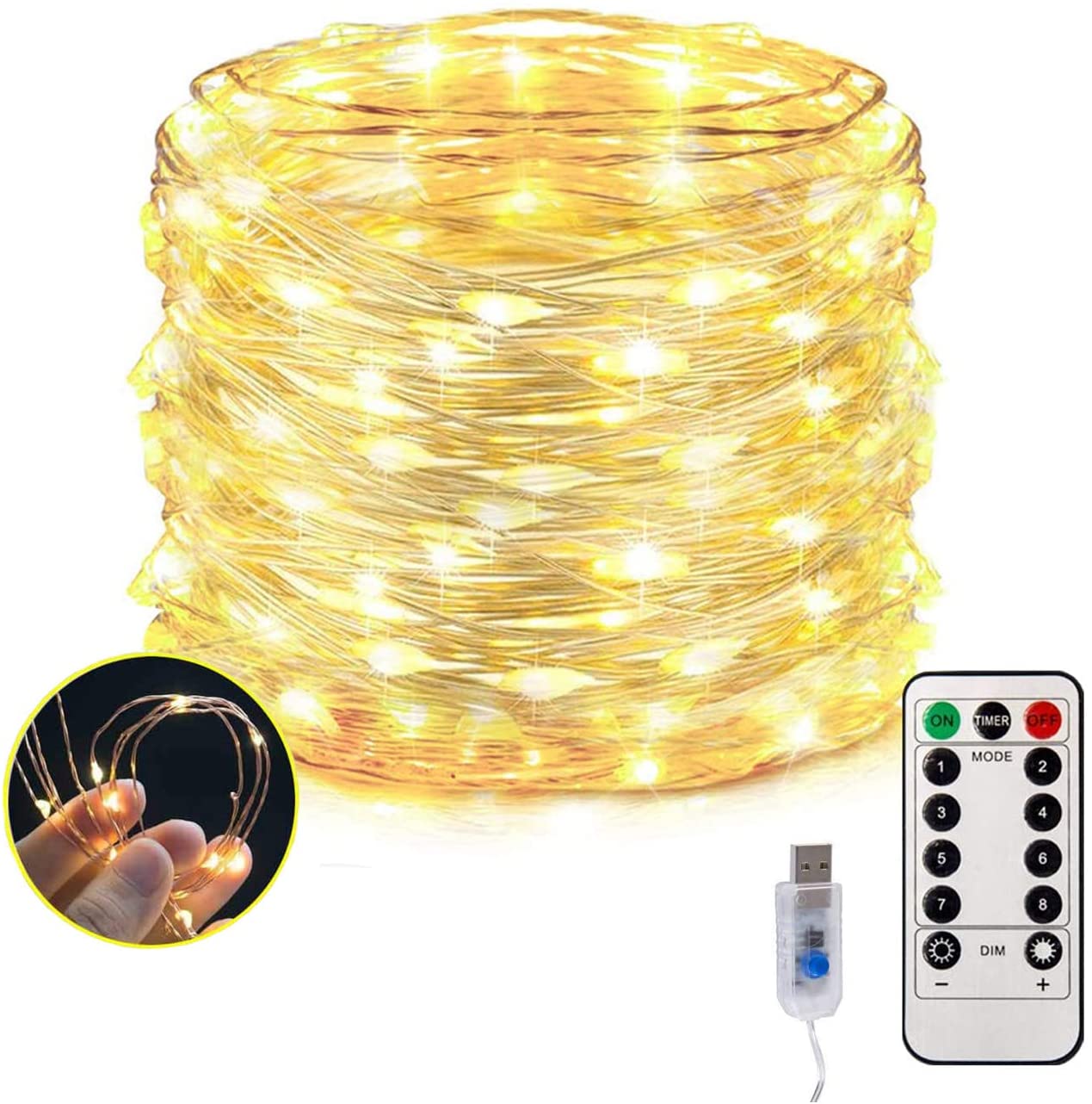 USB LED Fairy String Light, 1 Pack Copper Wire Fairy Lights for Indoor ...