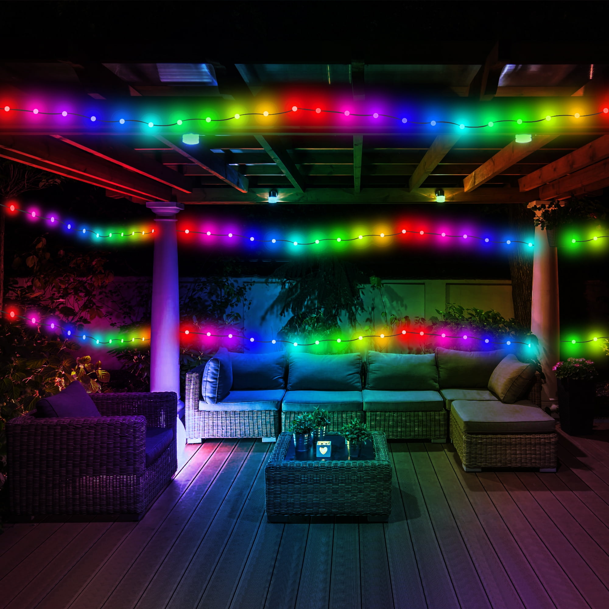 USB LED Music String Light Bluetooth App Control Waterproof Outdoor ...