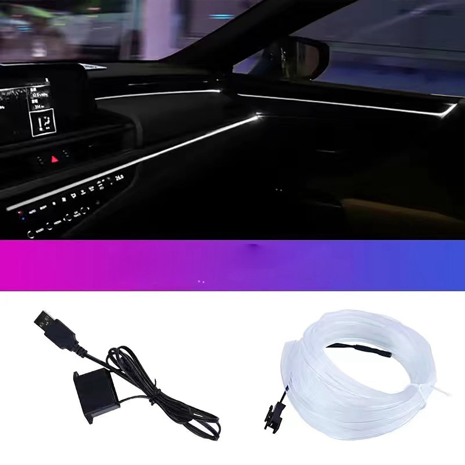 USB LED Strip EL Neon Light Kit for Car Interior Electroluminescent ...