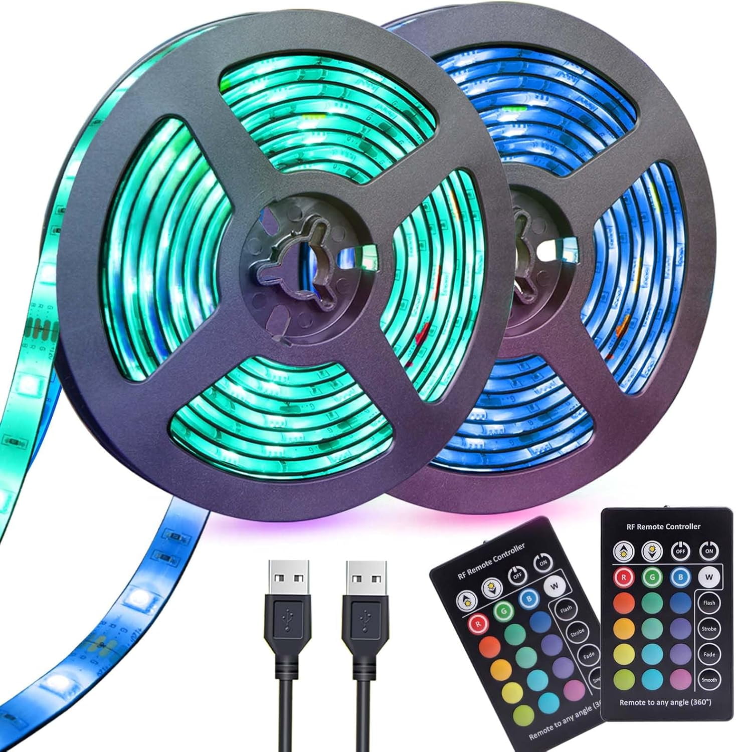 USB LED Strip Lights 13.2ft, USB Powered LED Light with 24-Keys Remote ...