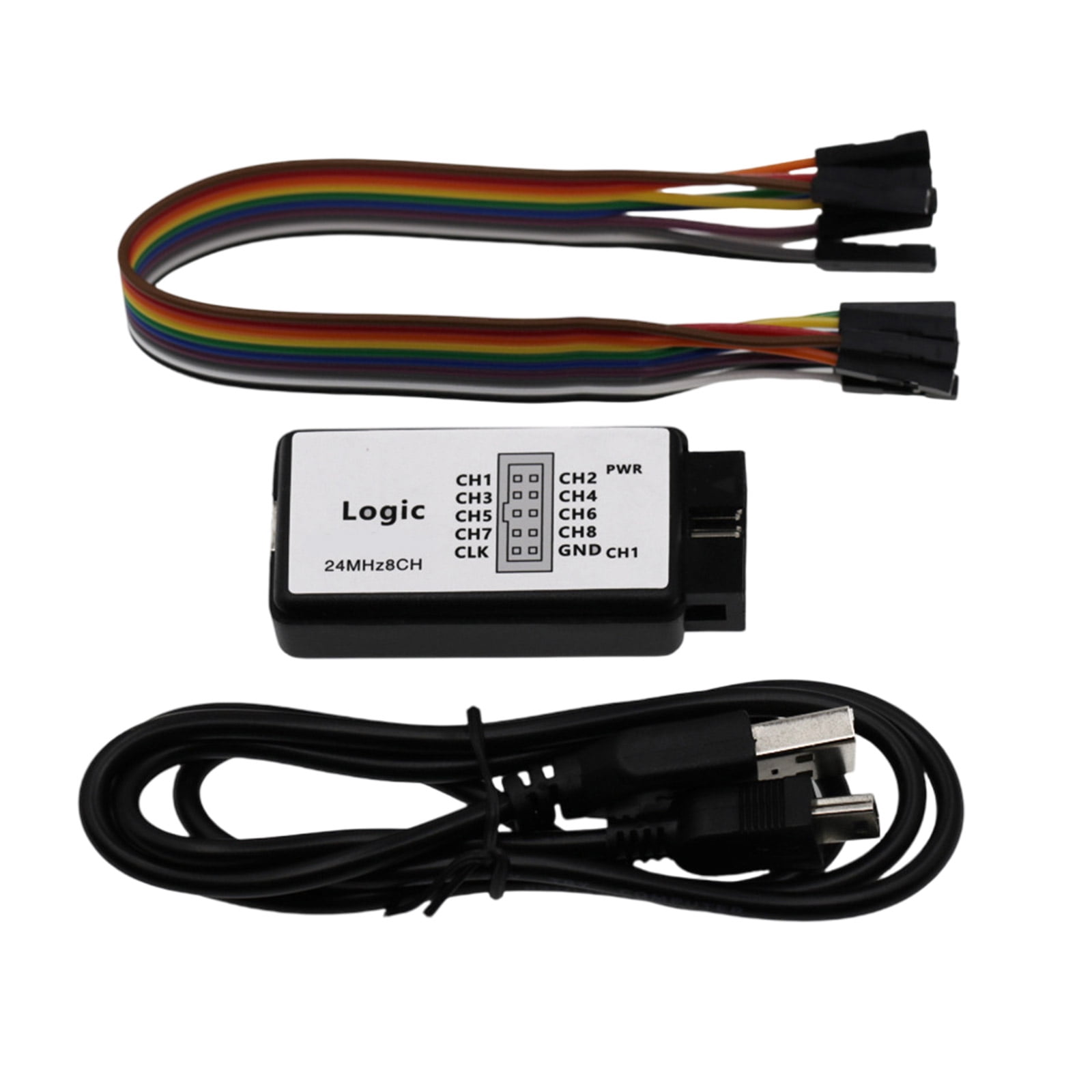 USB Logics Analyzers Device 24M Sampling Rate 8 Channel with Ferrite Rings USB Cable UART IIC ...