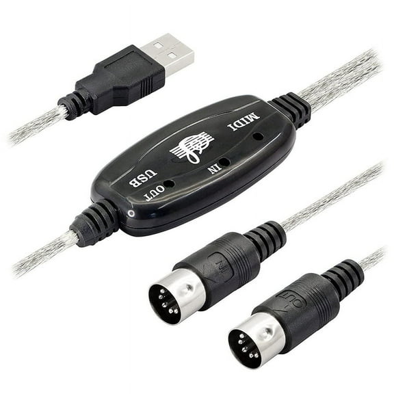 USB MIDI Cable Adapter, Type A Male to Din 5 Pin In-Out Interface with ...