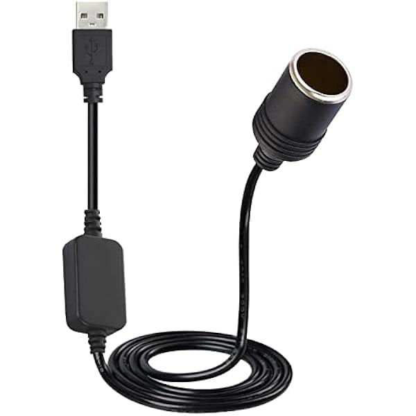 USB A Male to 12V Car Cigarette Lighter Socket Female Cable Converter ...
