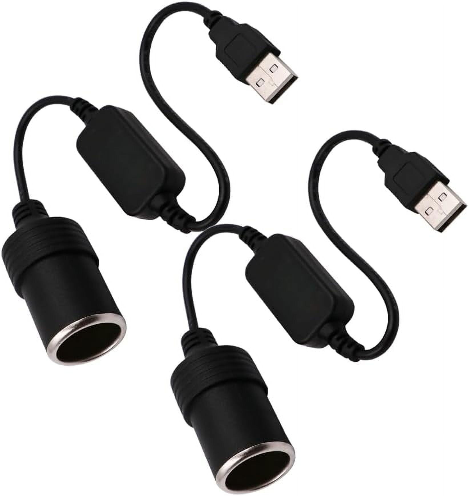 USB A Male to 12V Car Cigarette Lighter Socket, USB DC 5V to 12V Step Up Cigarette Lighter ...