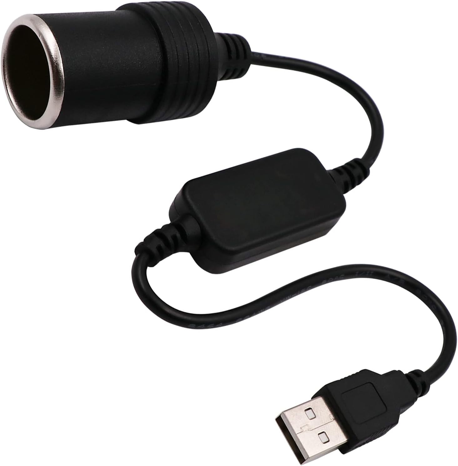 USB A Male to Car Cigarette Lighter Socket Female Converter Cable 12 Inch,5V to 12V 8W USB to ...