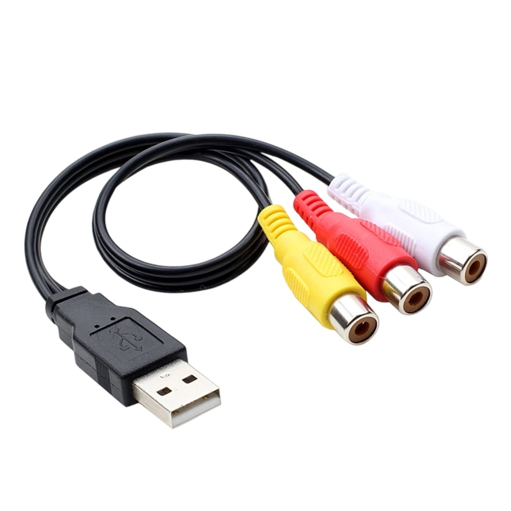USB Male to 3RCA Female AV Video Sound Cable Molded Connectors Strain ...
