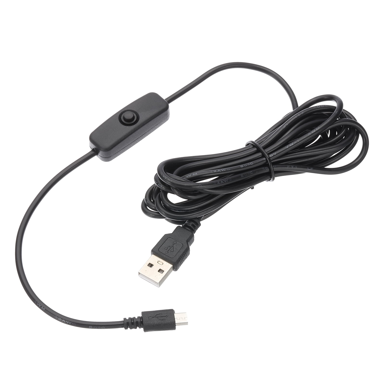 USB Male to Micro USB Male Power Cable with Switch Black 1 - Walmart.com