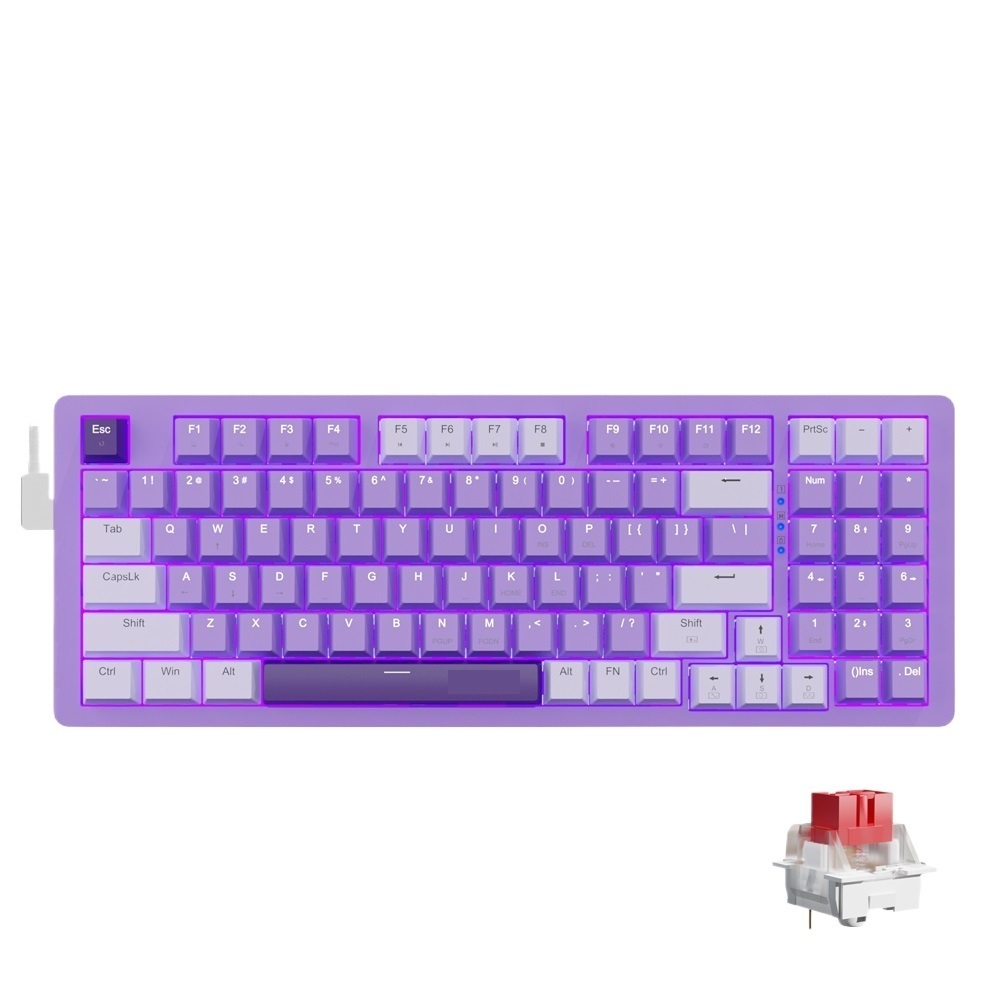 USB Mechanical Gaming Keyboard Wired Monochrome Backlit 94 Key Computer ...