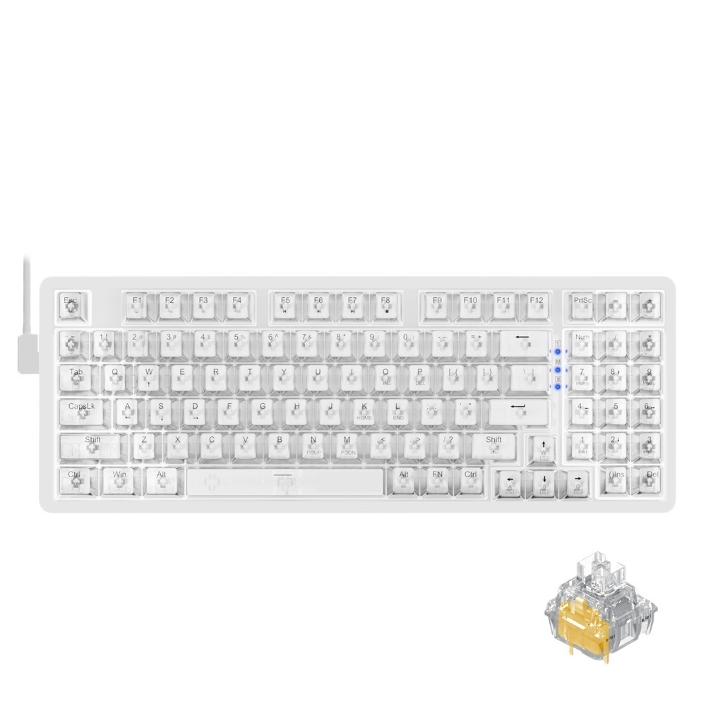 USB Mechanical Gaming Keyboard Wired Monochrome Backlit 94 Key Computer ...