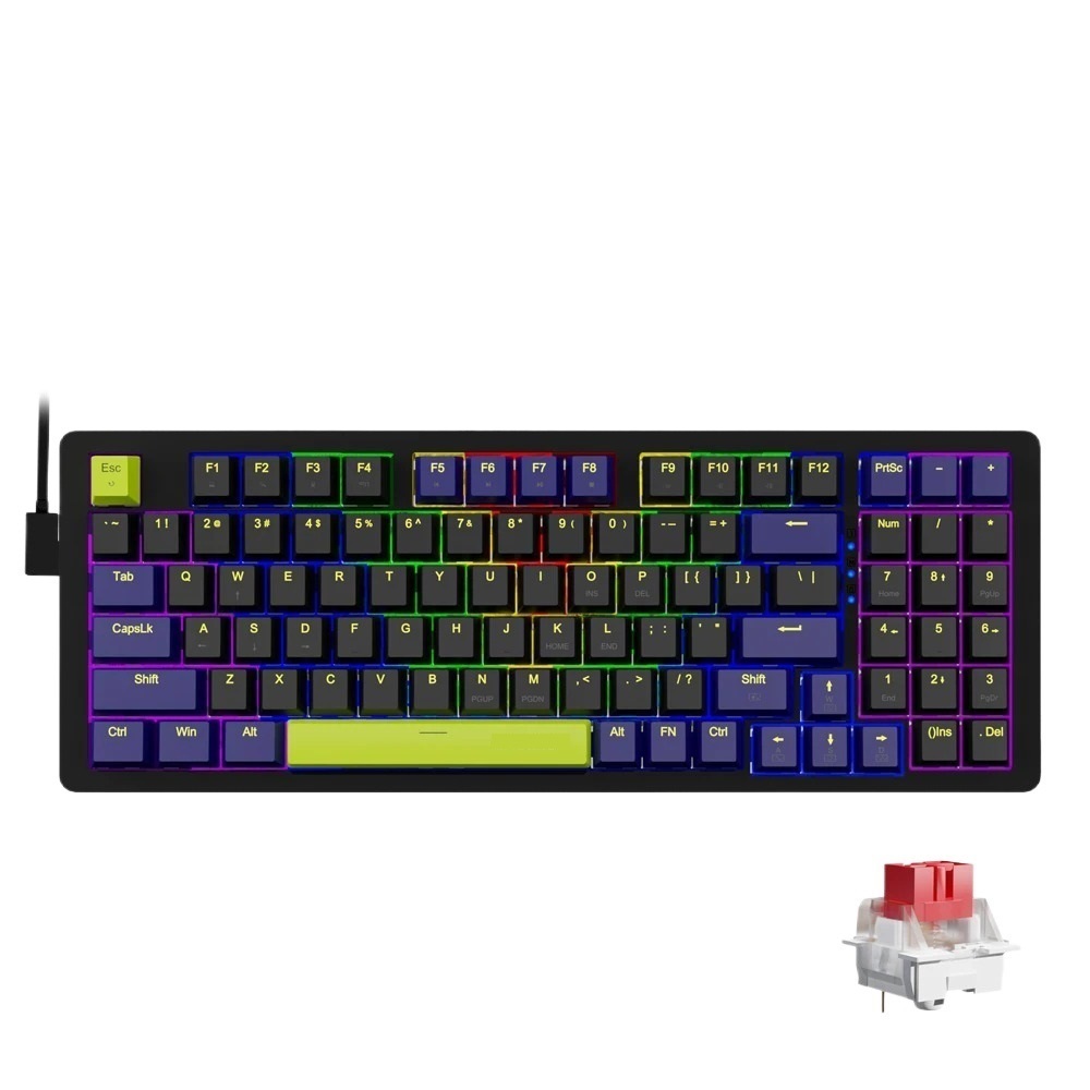 USB Mechanical Gaming Keyboard Wired Monochrome Backlit 94 Key Computer ...