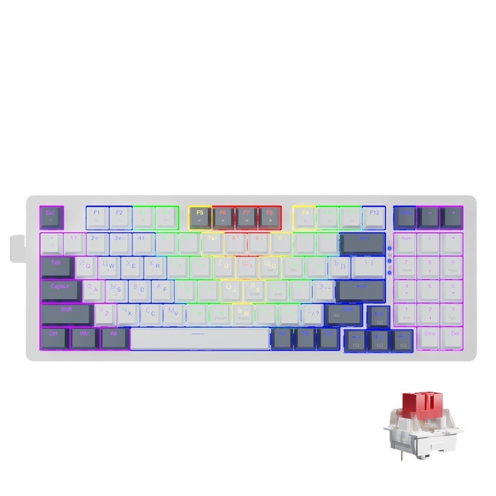 USB Mechanical Gaming Keyboard Wired Monochrome Backlit 94 Key Computer ...