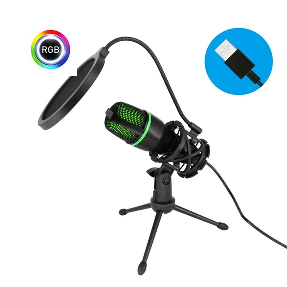 USB Microphone, Condenser Gaming Microphone Compatible For Laptop Desktop Computer, Desktop RGB ...