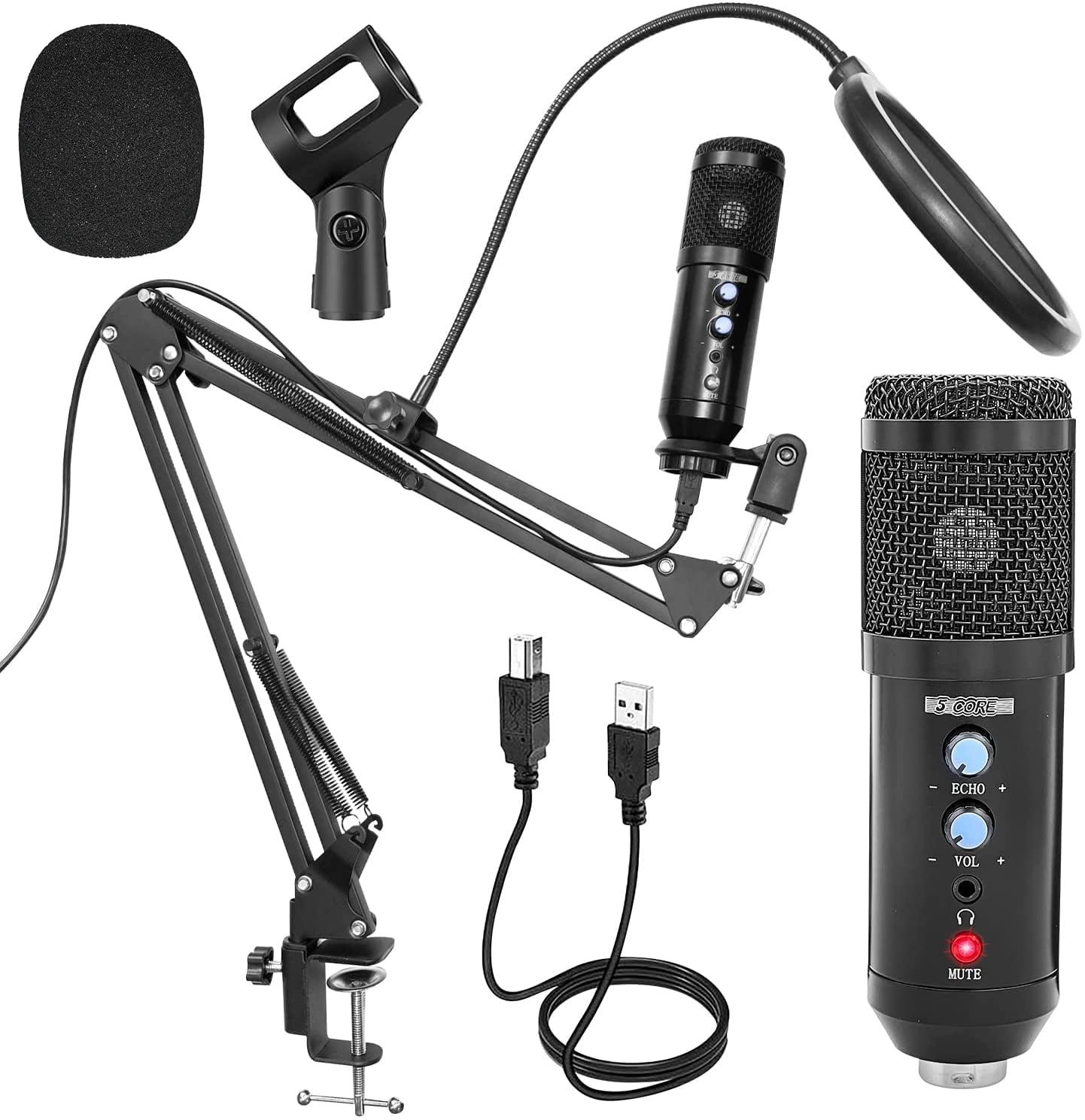 USB Microphone Condenser Mic for Computer PC Gaming, Podcast Desktop ...
