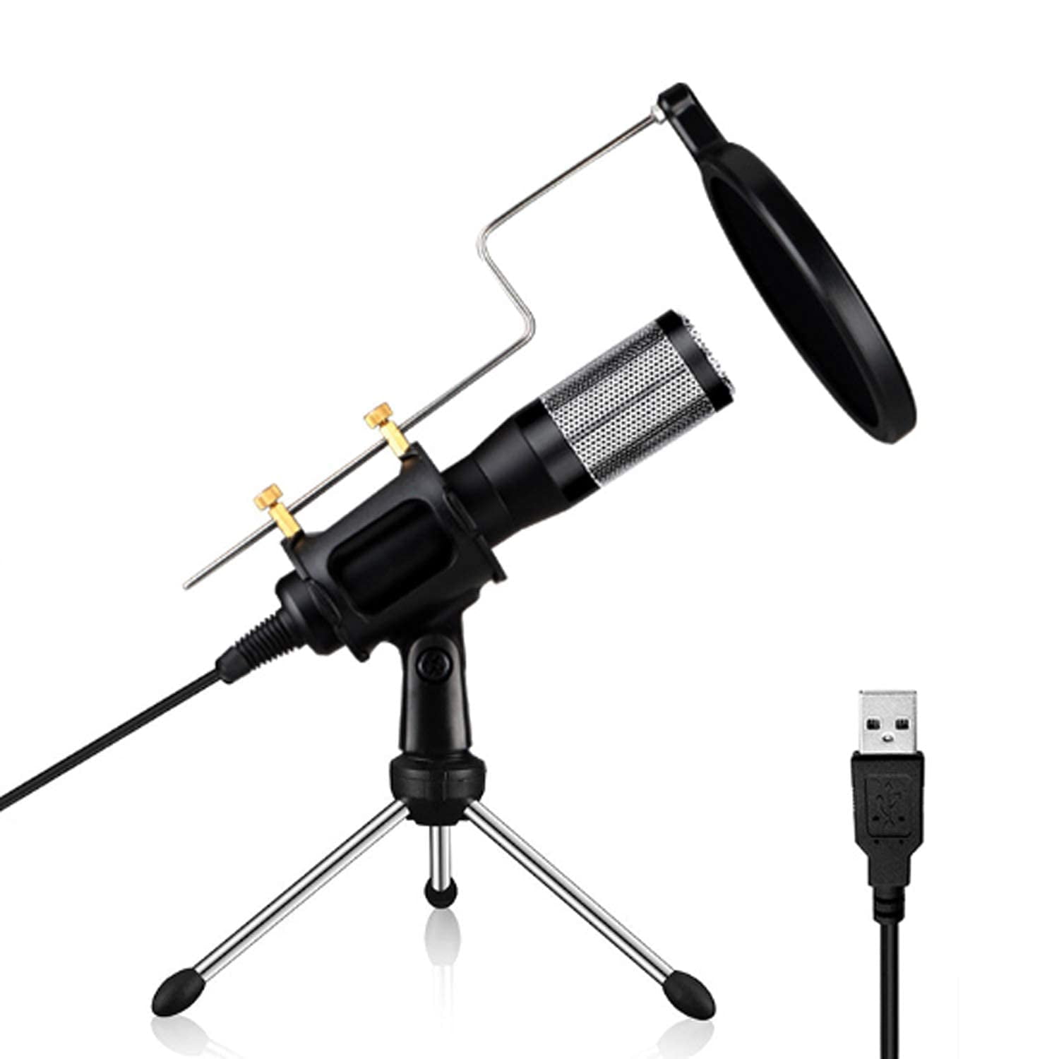 USB Microphone Kit, Portable Metal Recording Microphone Kit with ...