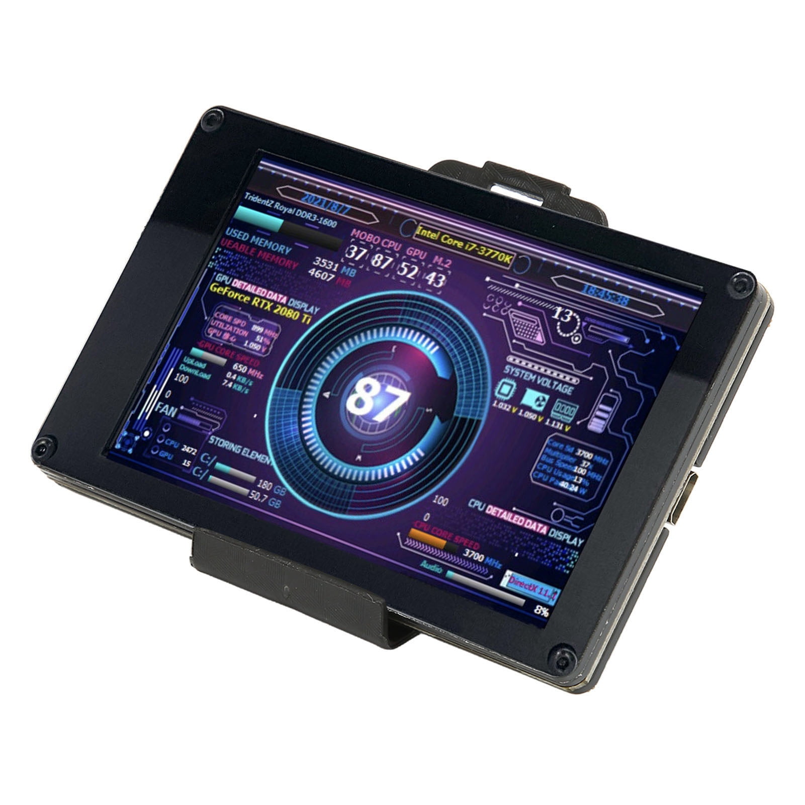 USB Mini Screen Adjustable Brightness 3.5in IPS Computer Temp CPU RAM ...