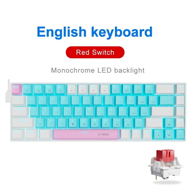 USB Mini slim Mechanical Gaming Wired Keyboard Red Switch 68Keys ...