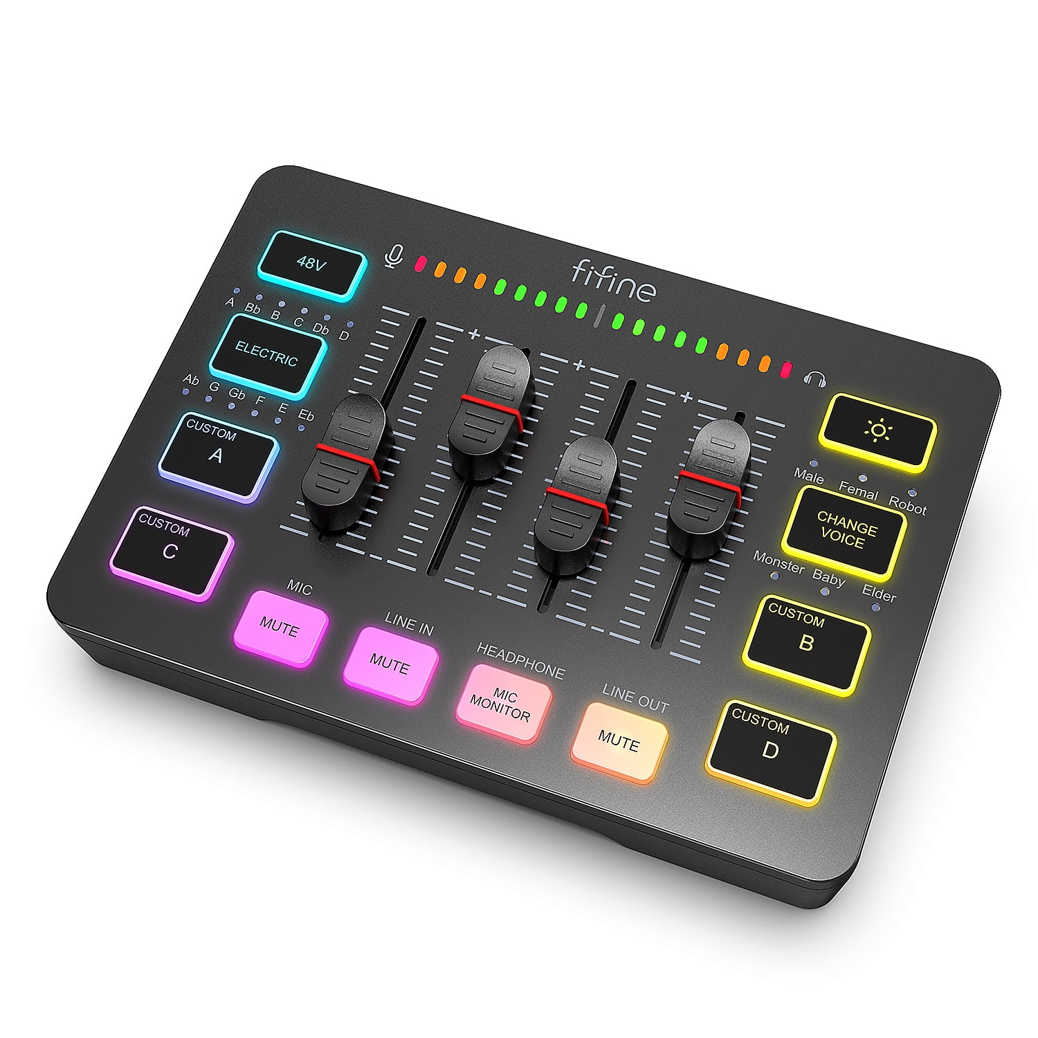 USB Mixer With 4-Channels/XLR Microphone Interface/RGB, Sound mixer for ...