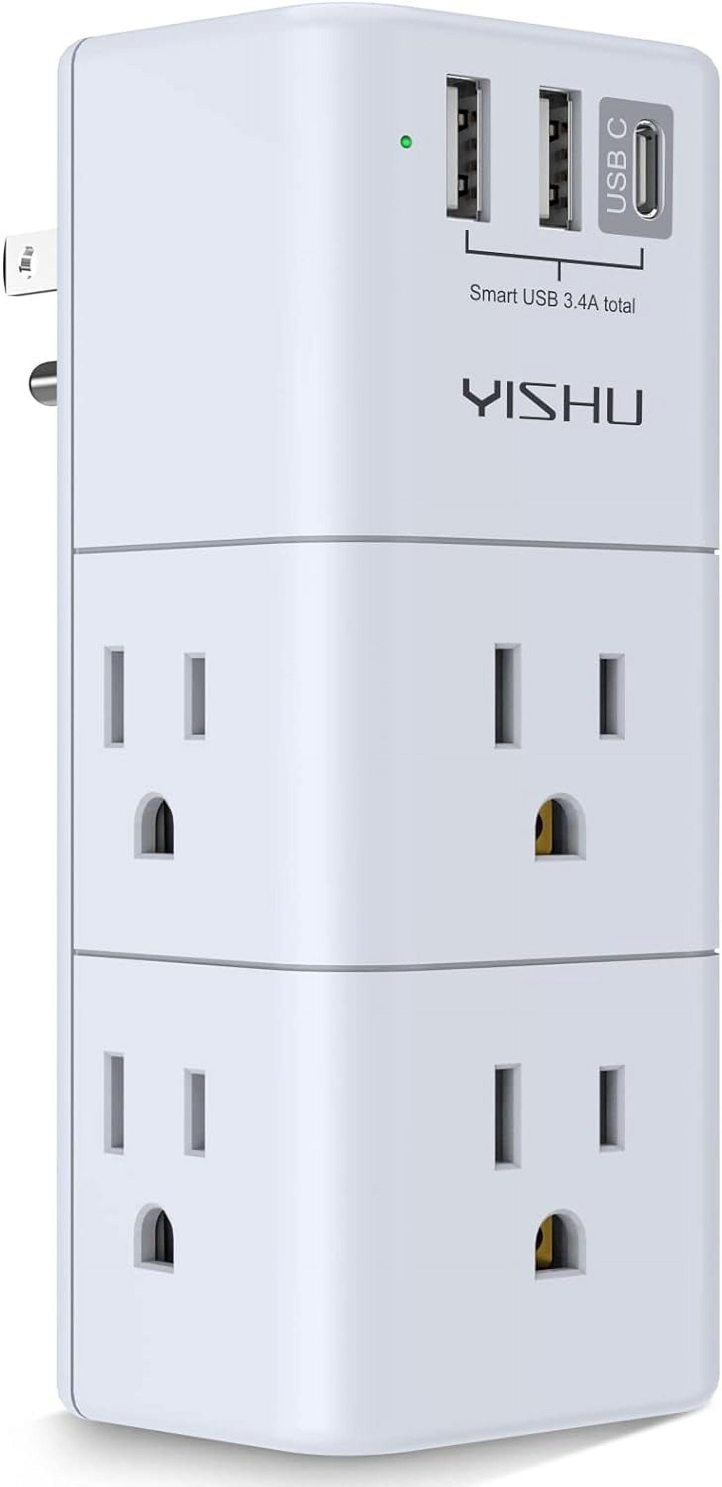 USB Multi Plug Outlet Extender - Sur Protector with Rotating Plug, 6 AC ...