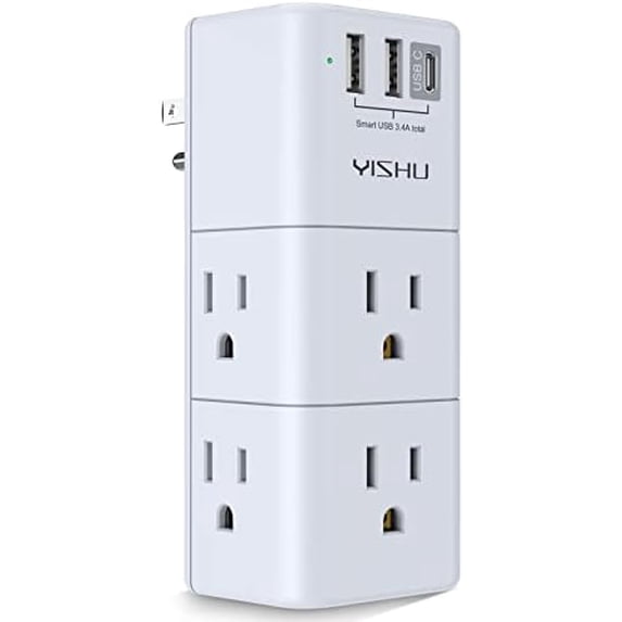 USB Multi Plug Outlet Extender - Surge Protector with Rotating Plug, 6 ...