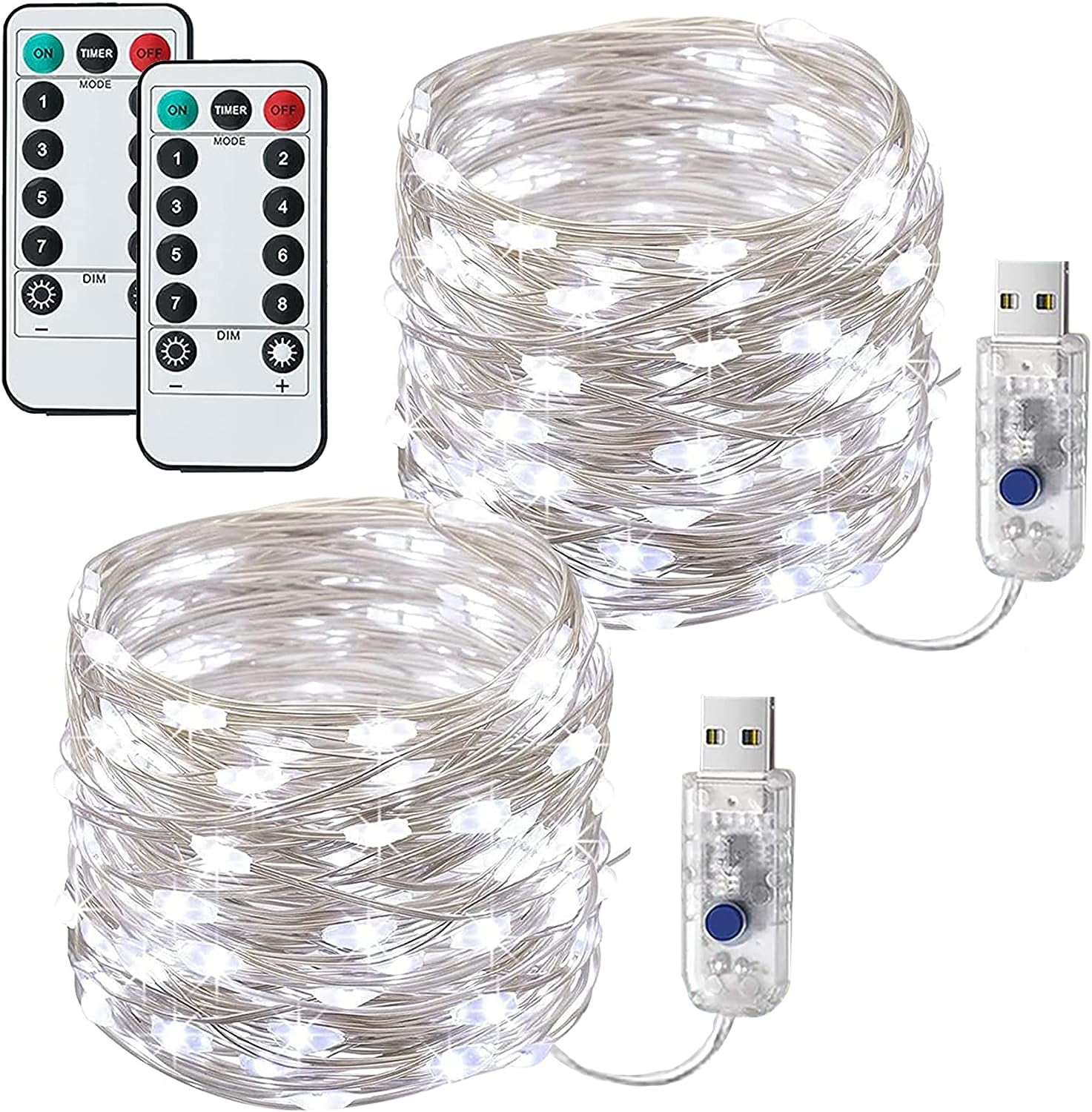 USB Operated Copper Fairy Lights, 2 Pack 16Ft 50 LED Outdoor Fairy ...