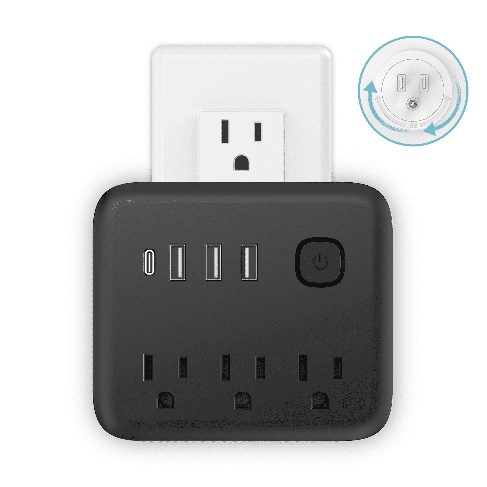 Outlet Extender Surge Protector - Multi Plug Outlet with Rotating Plug ...