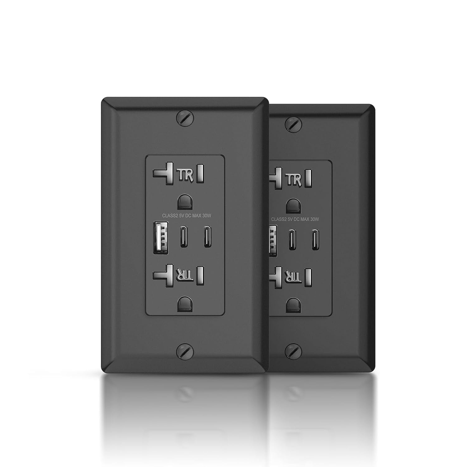 USB Outlet Receptacle, 20 Amp Duplex Tamper-Resistant Plug, Black ...