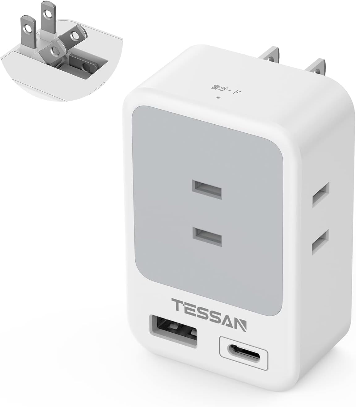 USB Outlet Type-c Power Strip with USB-C PD 20W 3 AC Outlets 1 USB-A ...