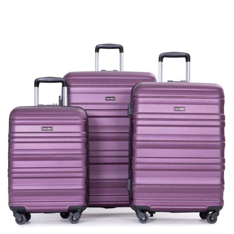 Expandable 3 Piece Luggage Sets PC Lightweight & Durable Suitcase with ...
