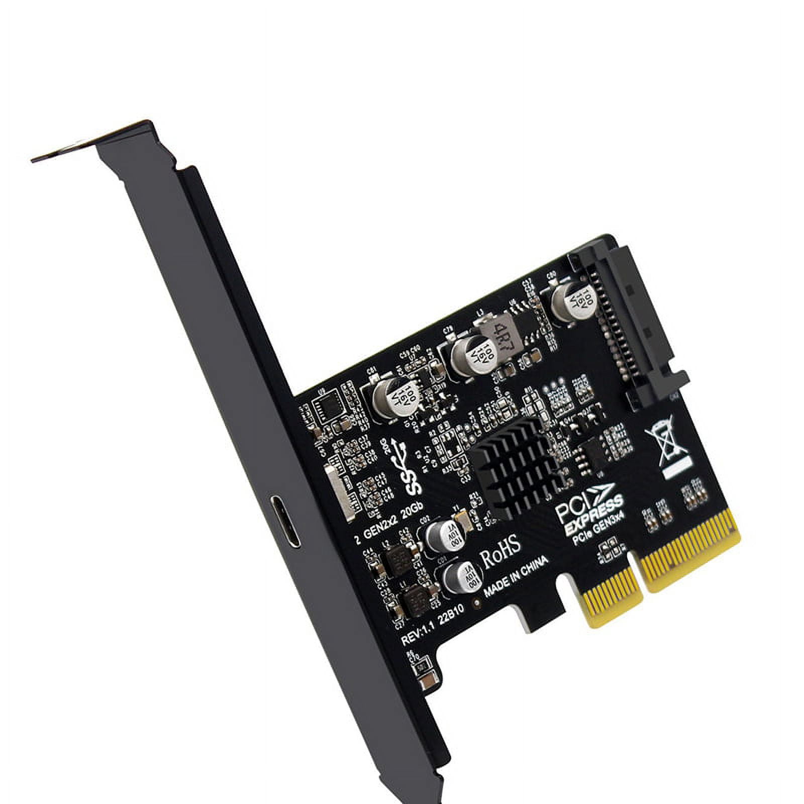 USB PCIE Card Type C PCI-Express 4X to 3.2 Gen 2X2 (20Gbps) ASM3242 ...