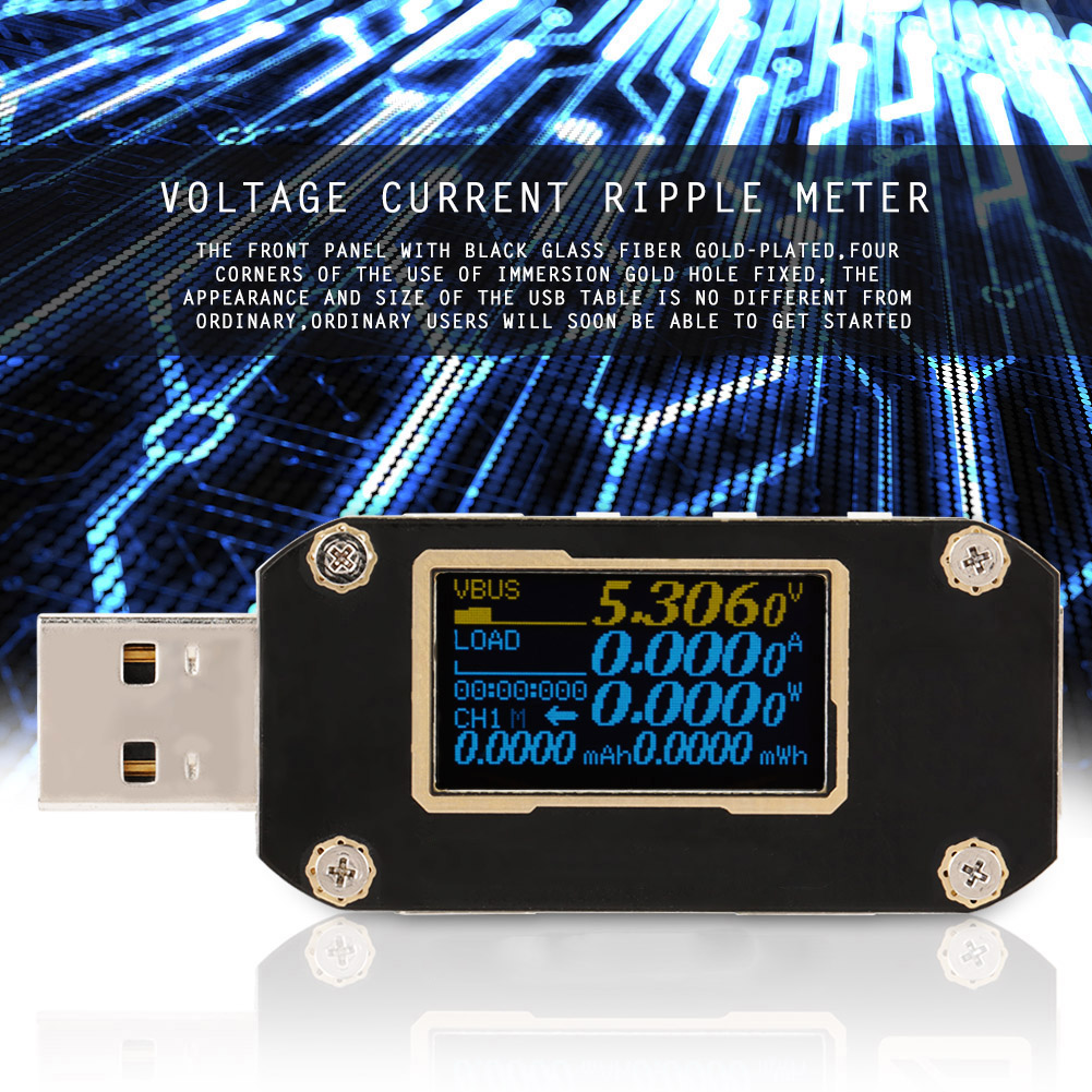 USB PD QC Tester Voltage Current Ripple Dual Type C Meter KM001 - OLED ...