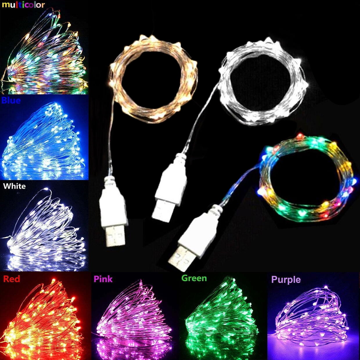 USB Plug In Fairy Lights, 13.1ft 40 LED Silver Wire Waterproof Starry ...