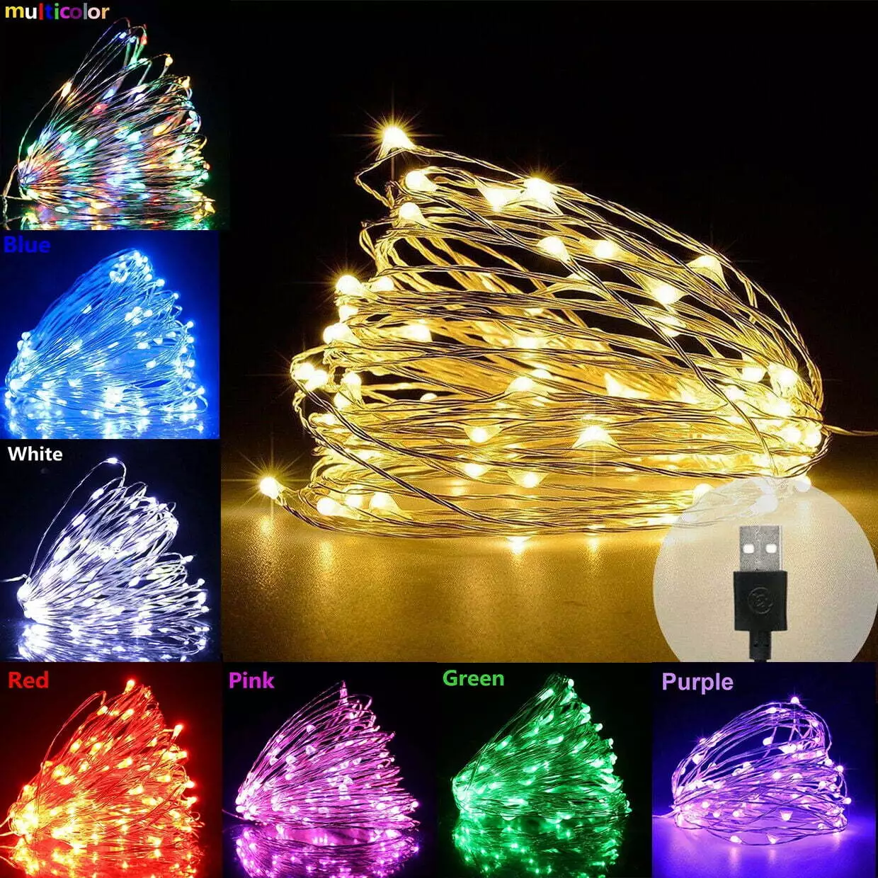 USB Plug In Fairy Lights, 66ft 200 LED Micro Copper Wire Fairy String ...