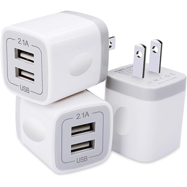 USB Plug, USB Wall Charger 3 Pack, Dual Port Electrical Plug Wall ...