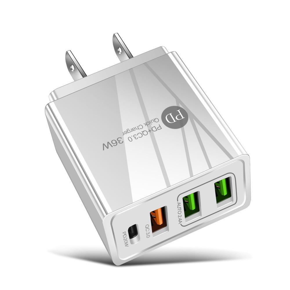 USB Plug, Wall Charger Fast Charging Block, Power Adapter Cube 4 Port ...
