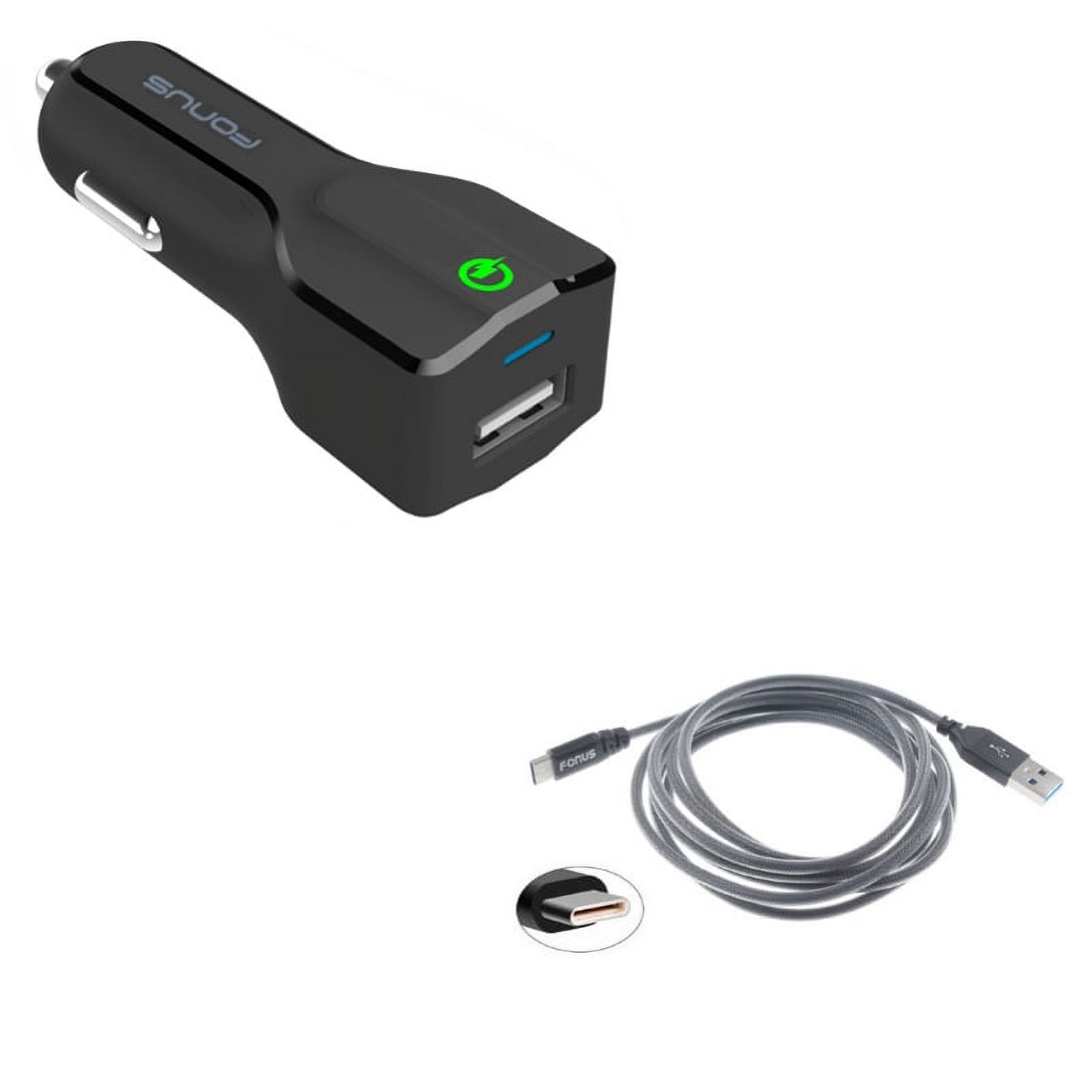 USB Port Fast 18W Car Charger w Charger Cord Type-C 6ft USB Cable K3G ...