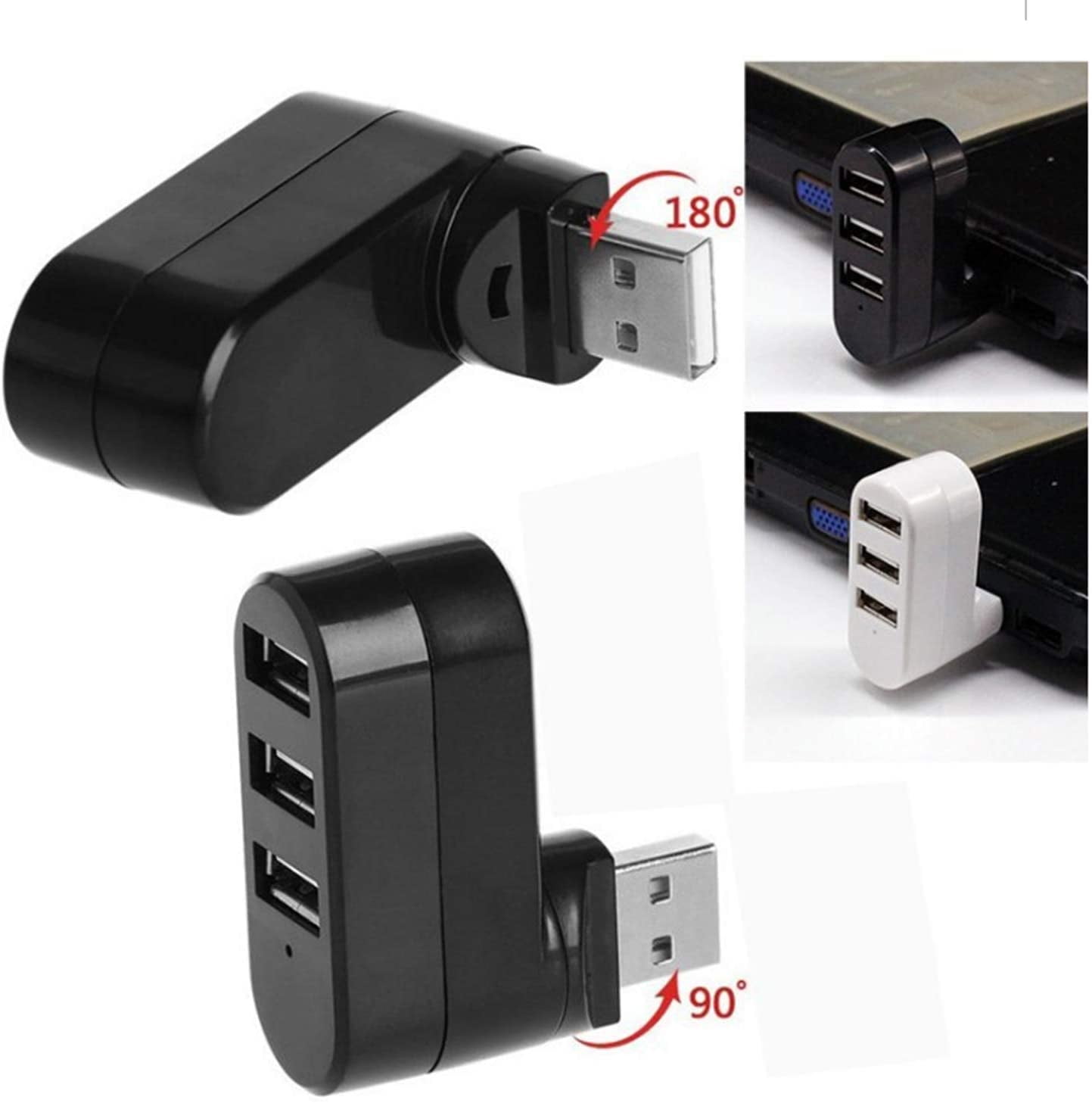 USB Port Splitter, USB 3 Port Compact Portable Rotatable HUB, USB Hub ...