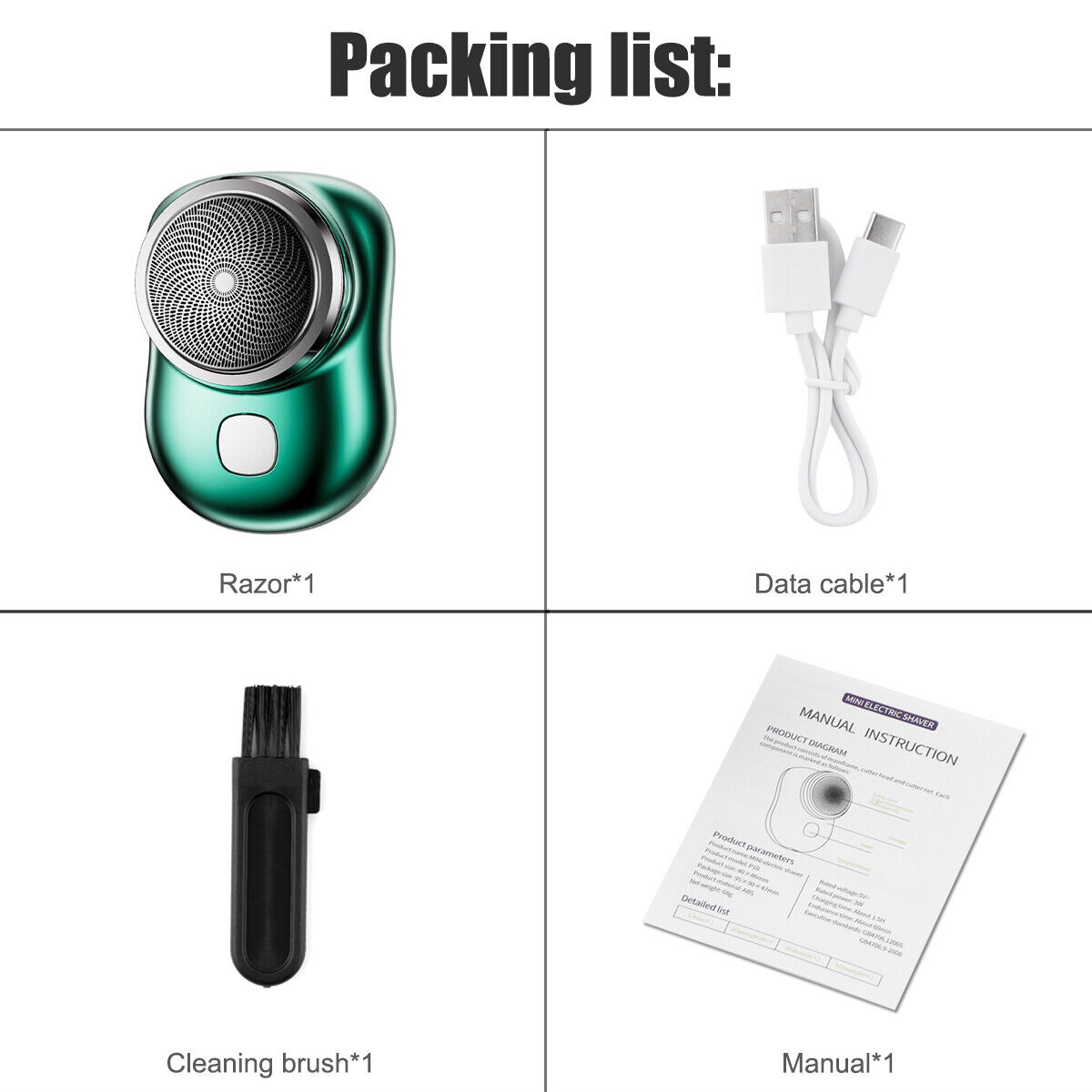 USB Portable Electric Shaver Mini Shave Beard Trimmer Shaving Blade ...