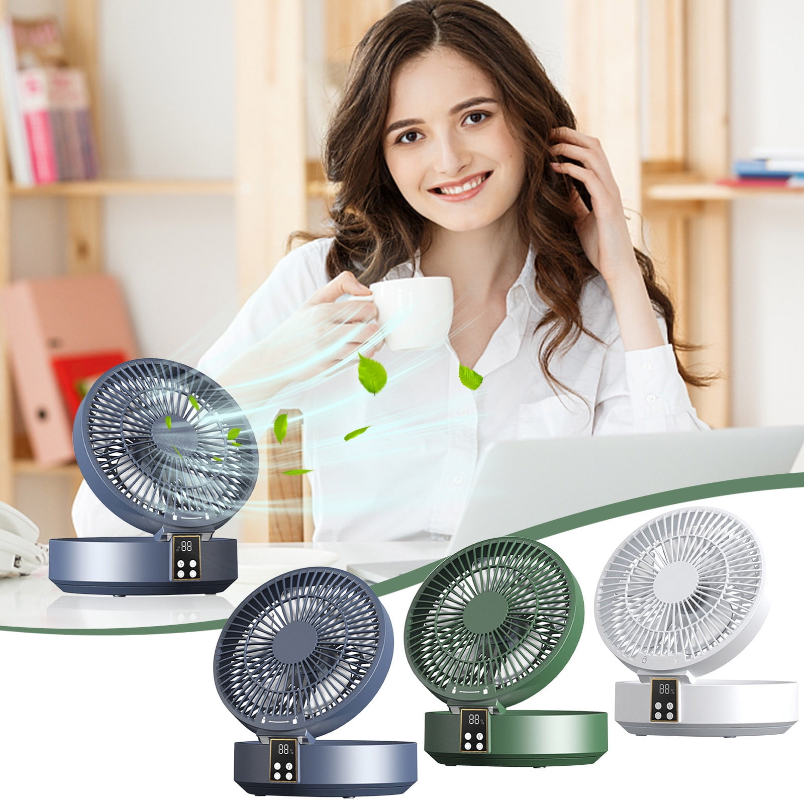 USB Portable Fan, Foldable Desk Fan, 5-Mode Adjustable, Compact Design ...