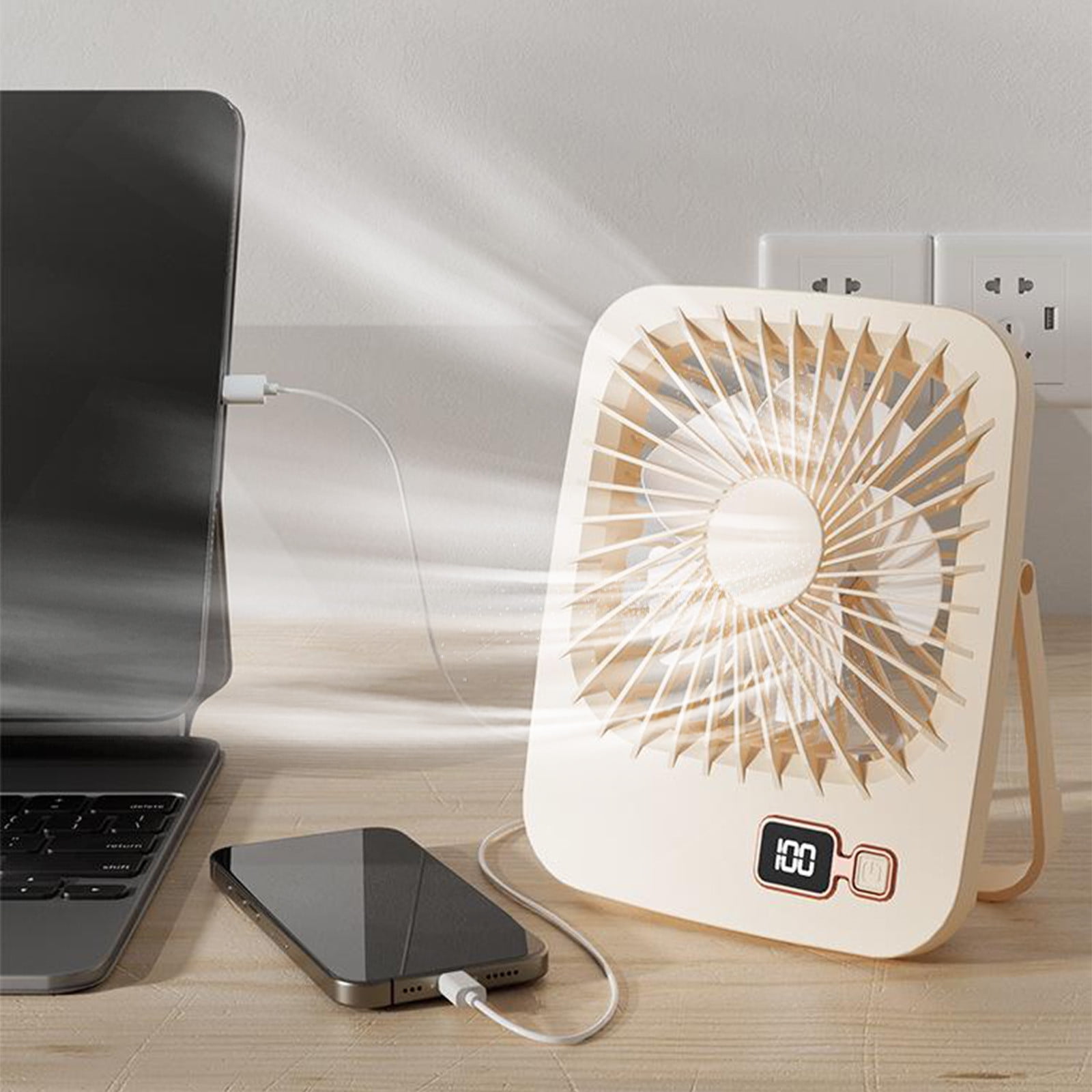 USB Portable Fan Oscillating Rechargeable Wall/Desk Fan Adjustable ...
