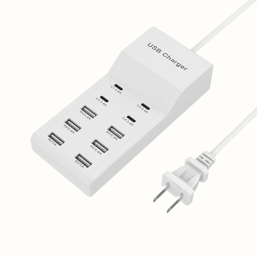 USB Multi-Plug Charger, 6-Port USB + 4 USB C, Desktop Charging Station ...