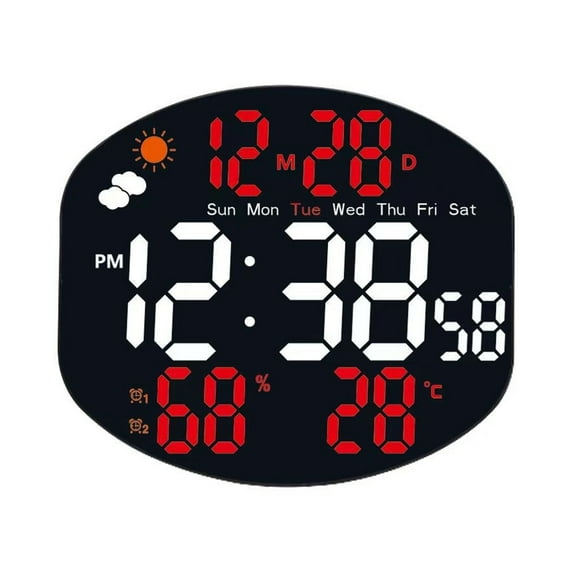 USB Power LED Wall Clock Large Display Electronic Alarm Clock Remote ...