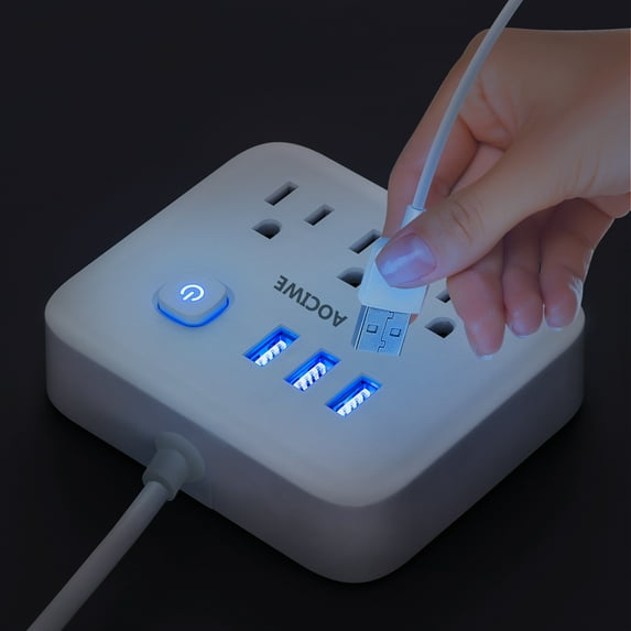 Multi Electric USB Power Strip: Surge Protector, 3 Outlets & 3 USB ...
