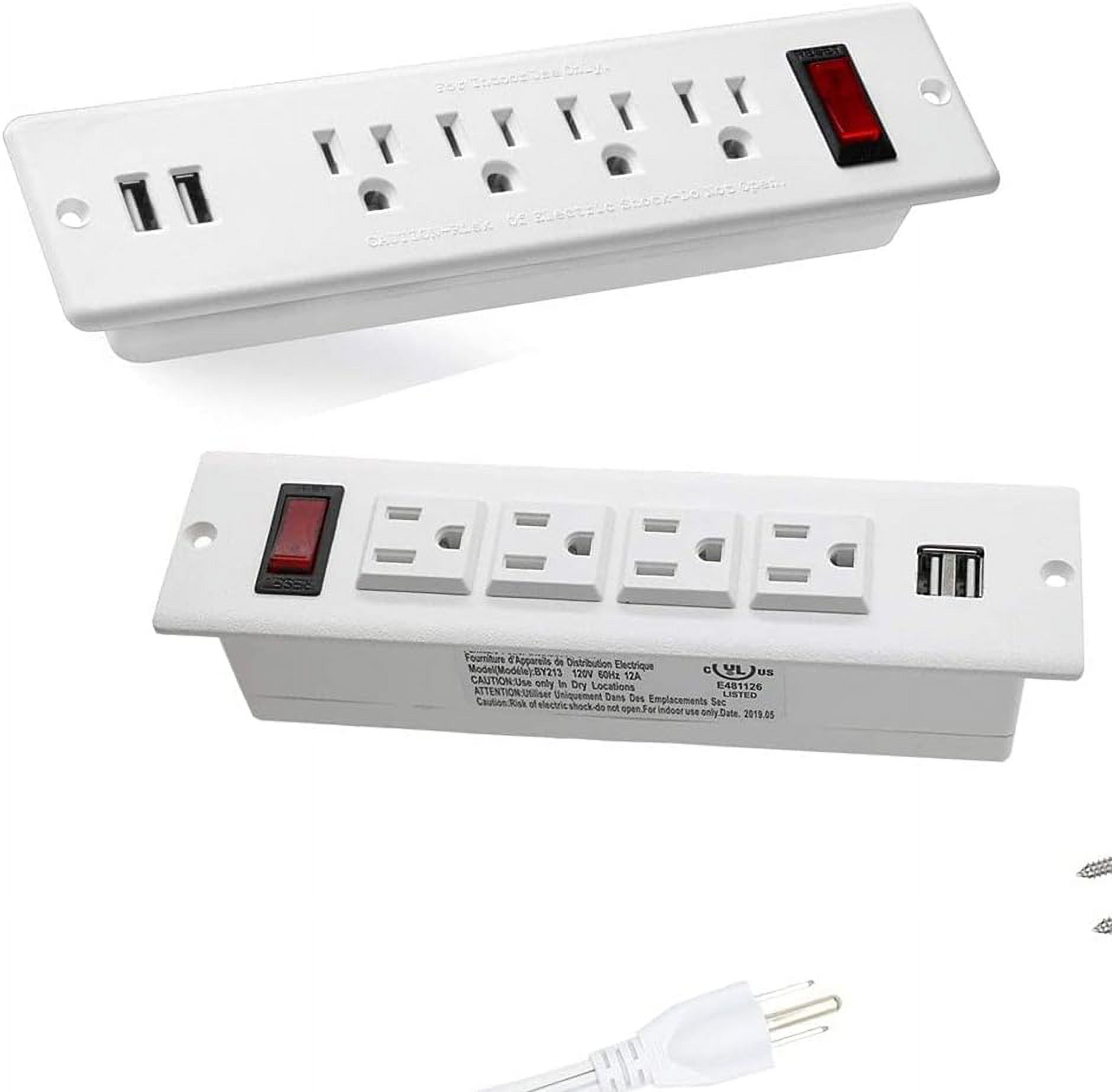 USB Power Strip Recessed Power Socket Mountable Outlet Extender ...