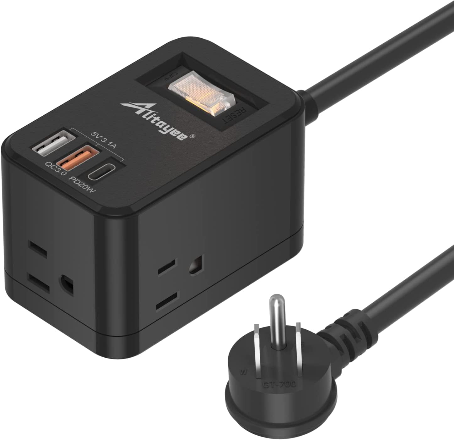USB Power Strip,Travel Power Strip, Extension Cord with 3 Outlets 3 USB ...