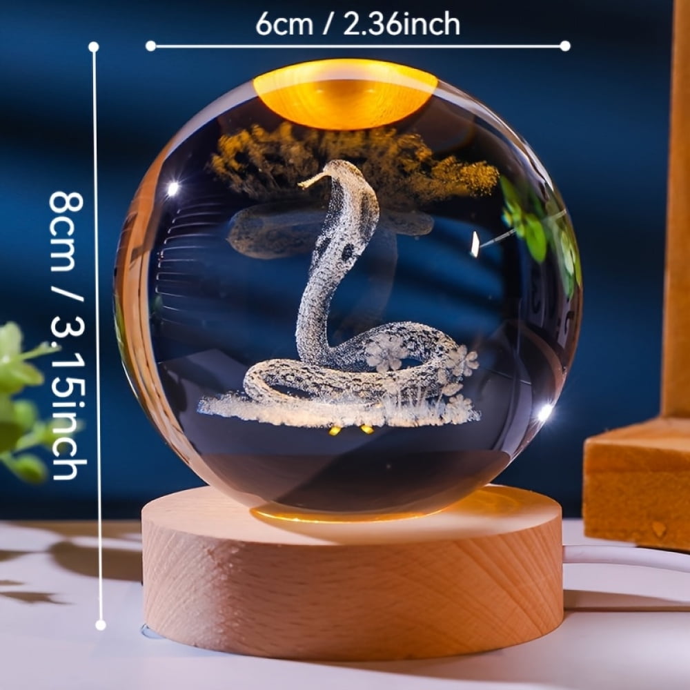 USB-Powered 3D Fog Snake Laser Crystal Ball Nightlight - Illuminated ...