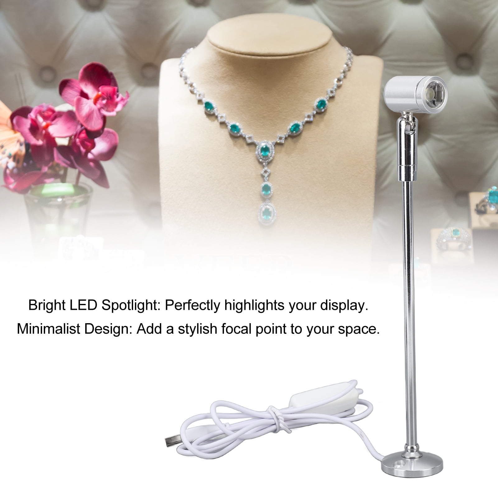 USB Powered Adjustable LED Standing Spotlight For Jewelry Display ...