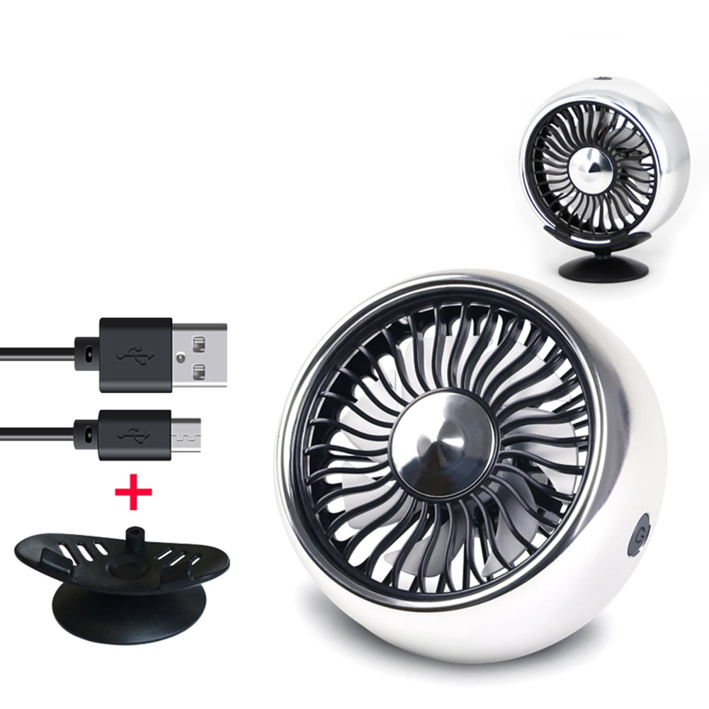 USB Powered Car Electric Fan, 7-Blade, 3 Speeds, Low Noise Brushless ...