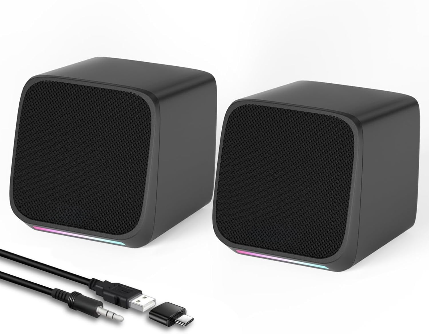 USB-Powered Computer Speakers with 3.5mm AUX - Compact Desktop Sound ...